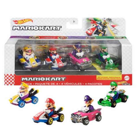 Mattel Hot Wheels Mario Kart Vehicle 4 Pack Set Of 4 Fan Favorite