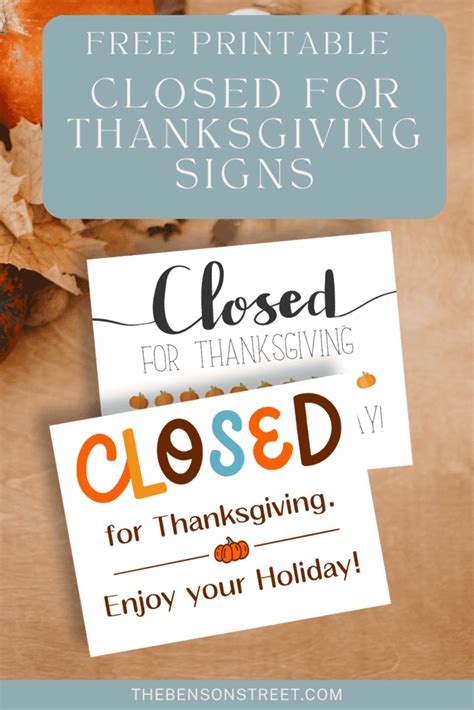 5 Free Printable Closed For Thanksgiving Signs The Benson Street