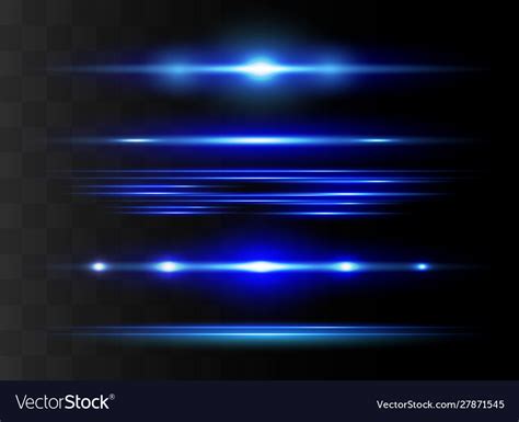 Blue Horizontal Lens Flares Pack Laser Beams Vector Image