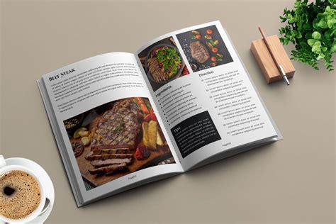 Recipe Book Brochure Template or Cookbook Magazine Layout パンフレット