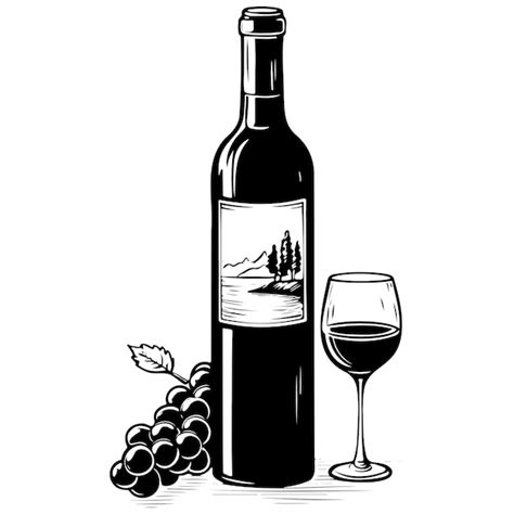 Desenho de garrafa de vinho desenho realista de mão desenho de linha de