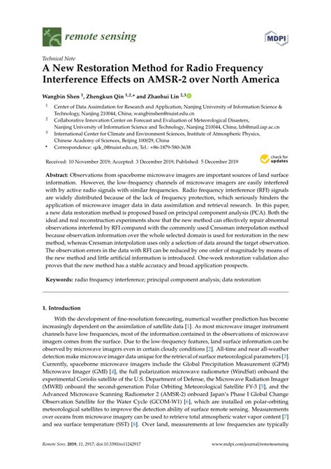 pdf remote sensing a new restoration method for radio frequency interference effects on amsr 2