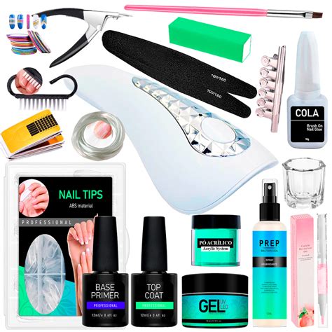 Kit Unha Gel Completo Profissional Acrigel Fibra Acrilico Porcelana