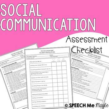 Social Communication Assessment Checklists Social Communication