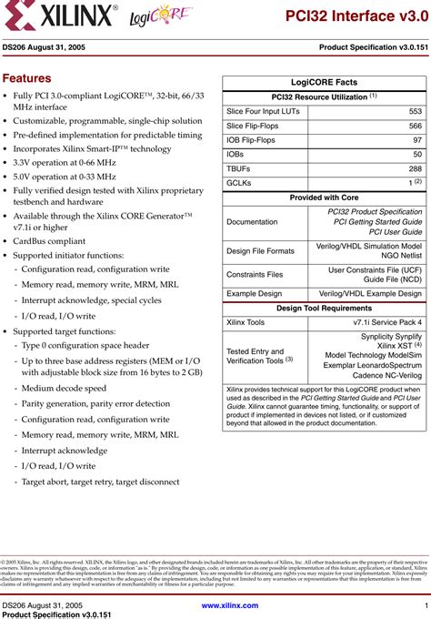 Xilinx Pci Users Manual Interface V