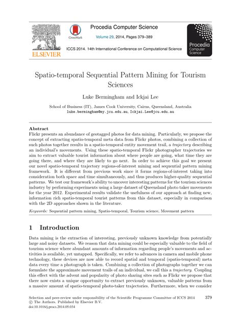 pdf spatio temporal sequential pattern mining for tourism sciences
