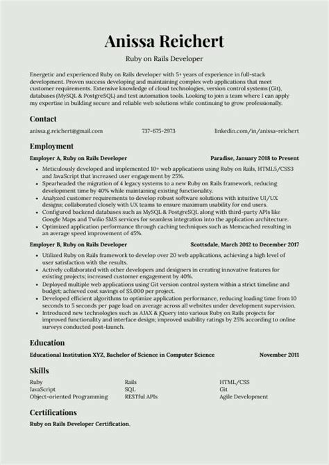 ruby on rails developer resume cv example and writing guide
