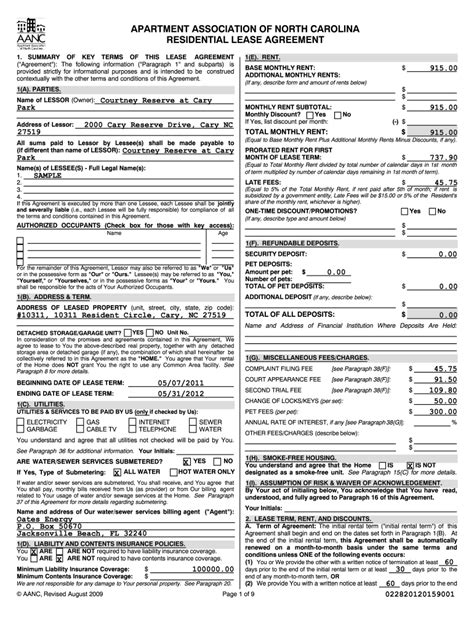 North Carolina Lease Agreement Fill Out Sign Online Dochub