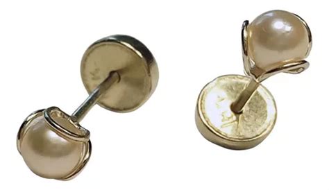 Caravanas Tic Abridor Bb Oro 18k Perla Cultivo 3 Aritos Liso Cuotas