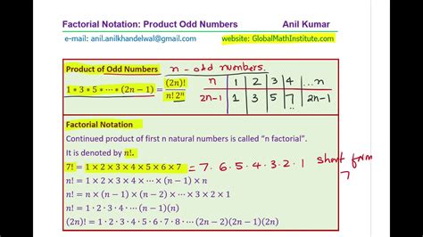 product of n odd numbers formula derivation in factorial form by anil kumar gcse ibsl