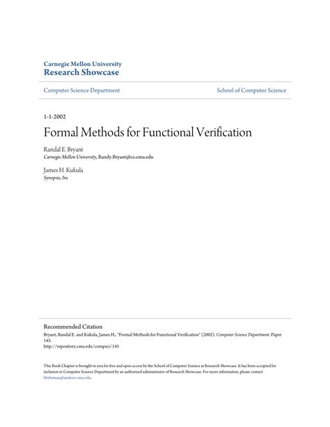 pdf formal methods for functional verification