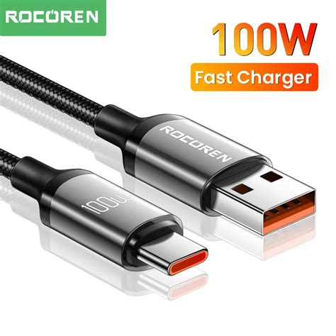 Rocoren USB Typ C Kabel 100W Schnelle Lade Ladegerät Kabel Für Xiaomi