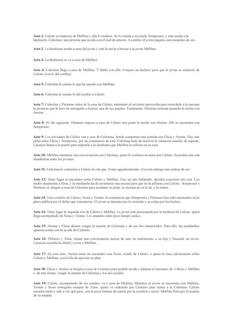 Celestina Acto 1 Calisto Se Enamora De Melibea Y Ella Lo Rechaza Se