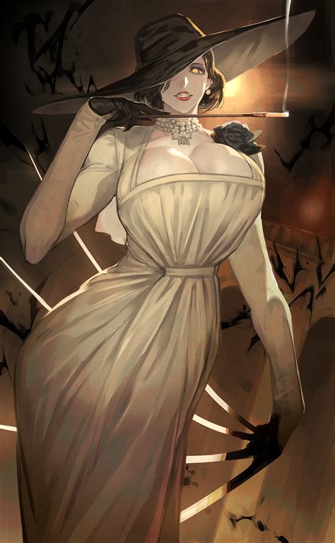 Big Boobs Cleavage Lady Dimitrescu Lack Artist Anime Anime Girls Portrait Display