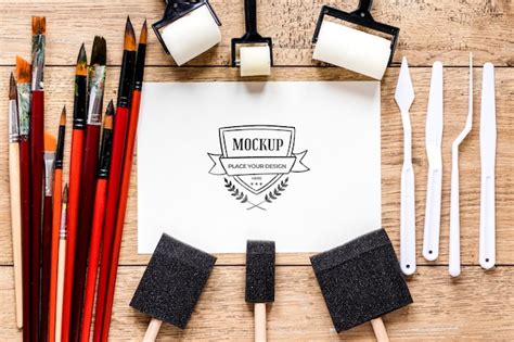 Pinceles artísticos y colección de pinturas Archivo PSD Gratis