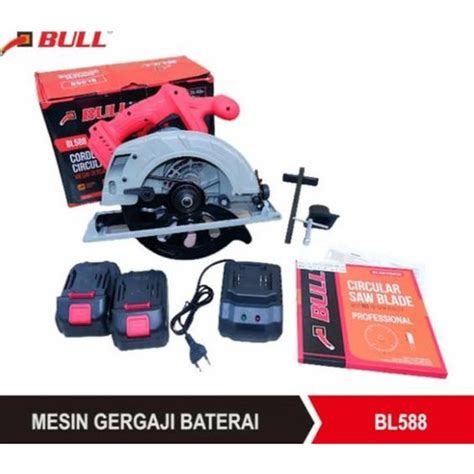 Jual Mesin Gergaji Kayu Bull 7 Inch Baterai Circular Saw Cordless
