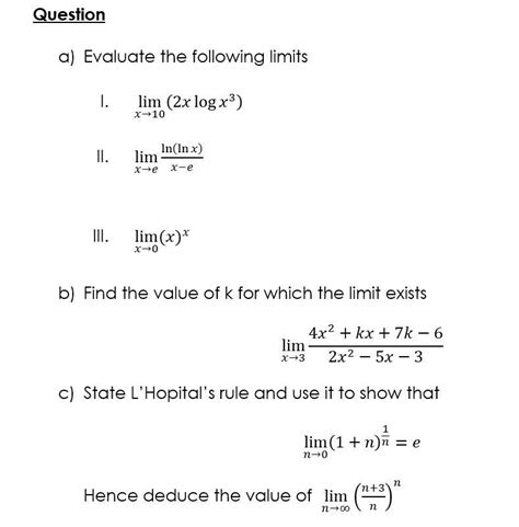 solved question a evaluate the following limits i lim 2x