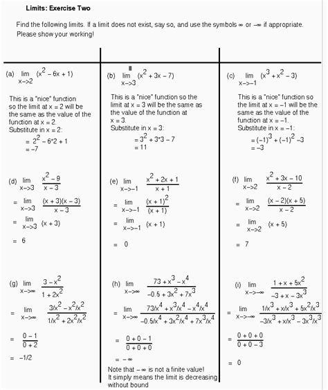 Limits And Continuity Math Revision Exercises Resources