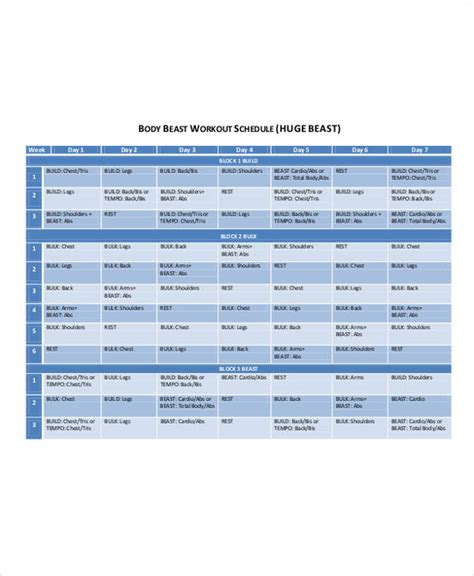FREE 7 Beast Workout Sheet Samples In MS Word PDF