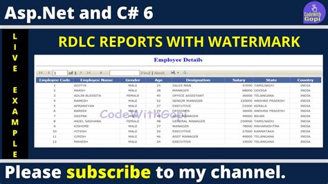 How To Add Watermark To RDLC Report In Asp Net C Watermark In RDLC