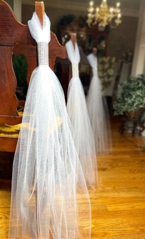 Lace Wedding Pew Bows Tulle Pew Bow Wedding Aisle Decor Tulle Etsy