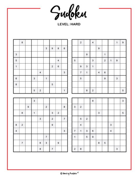 Sudoku Hard Printable