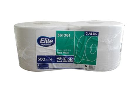 Papel Higiénico Elite Jumbo Classic Blanco una hoja rollo x 500 mt