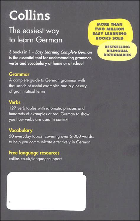 Complete German Grammar Verbs Vocabulary Collins Easy Learning