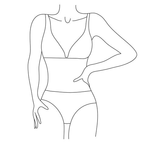 Vector Beautiful Women Body Illustration Minimalist Linear Female Figure Abstract Lingerie
