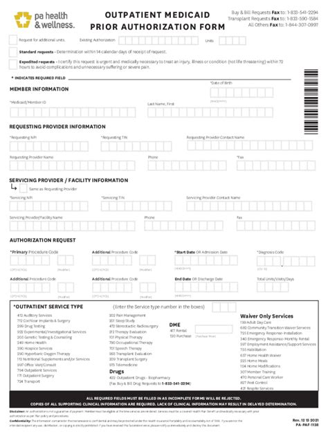 Fillable Online Outpatient Medicaid Prior Authorization Fax Form Fax