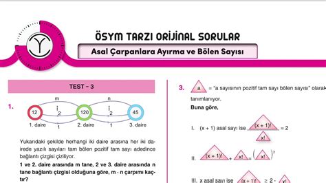 ORİJİNAL TYT MATEMATİK ASAL ÇARPANLARA AYIRMA VE BÖLEN SAYISI TEST 3