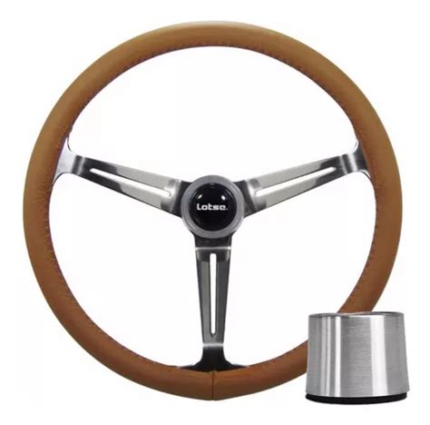 Volante Lotse Boxer Classico Couro Marrom Cubo Fusca Parcelamento