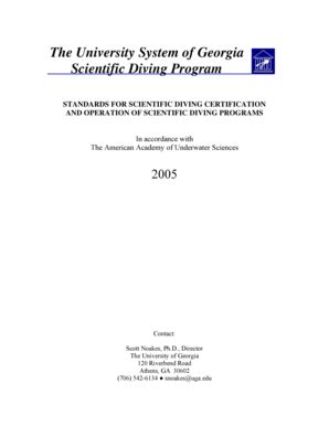 Fillable Online Uga The University System Of Georgia Scientific Diving