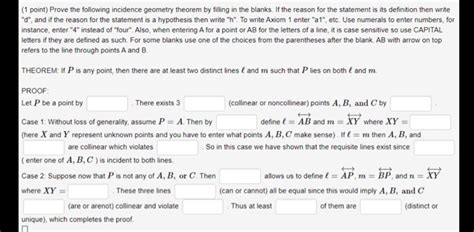 solved 1 point prove the following incidence geometry