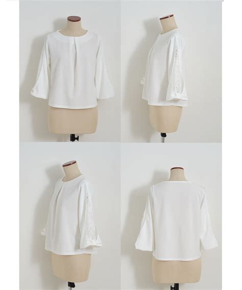 楽天市場リボンモチーフ付き七分袖レース切り替えブラウスrinora リノーラtocco closet トッコクローゼット オフ
