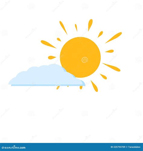 Sol Y Nube Ilustración Plana De Dibujos Animados Objeto Amarillo Y