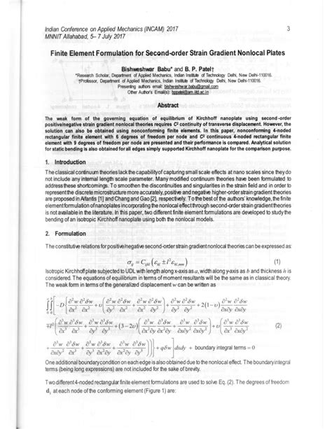 pdf finite element formulation for second order strain gradient nonlocal plates