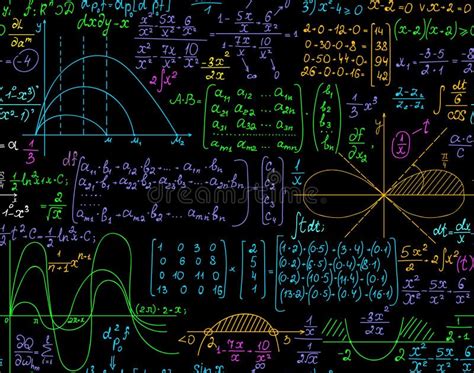 Mathematical Multicolored Vector Seamless Background With Handwritten