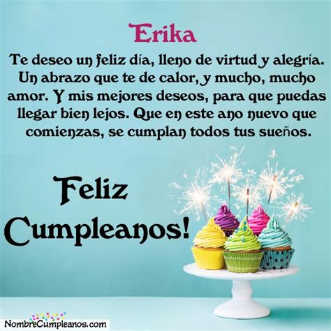 Feliz Cumpleaños Erika Tartas Tarjetas Deseos