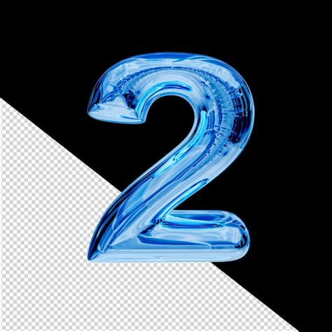 Símbolo 3d de gelo azul número 2 PSD Premium
