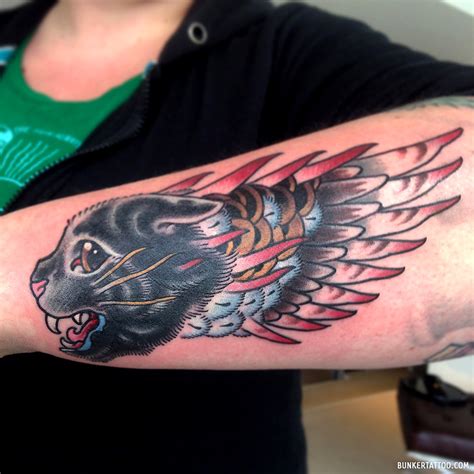 Neotraditional Cat Bunker Tattoo Quality Tattoos