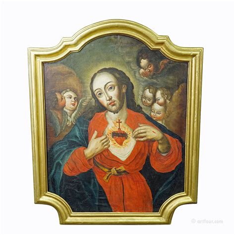 The Sacred Heart Of Jesus Oil Painting On Canvas 18th Century Canvas