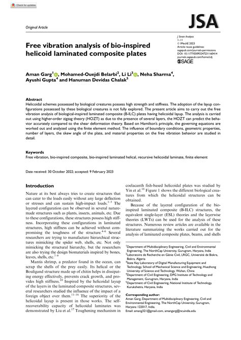 pdf free vibration analysis of bio inspired helicoid laminated composite plates