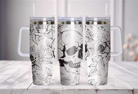 Skull And Roses SVG Tumbler Wrap Laser Svg 40oz Tumbler Full Wrap