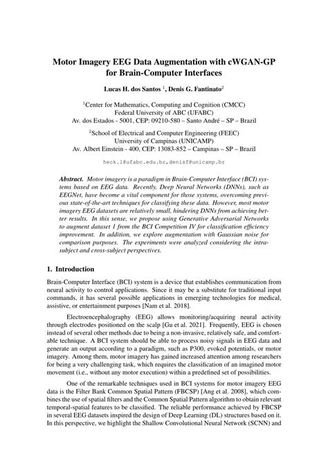 pdf motor imagery eeg data augmentation with cwgan gp for brain computer interfaces