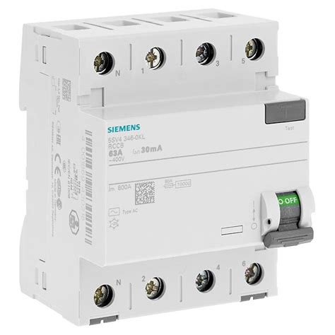 Interrupteur différentiel tétrapolaire 30mA 63A type AC SIEMENS Bricorama