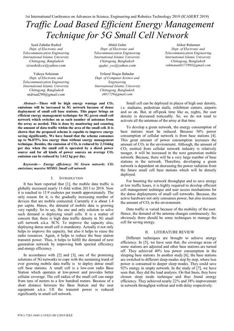 pdf traffic load based efficient energy management technique for 5g small cell network