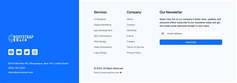Bootstrap Footer With Social Media Icons BootstrapBrain