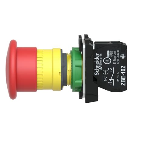 BOTAO PLAST EMERGENCIA EMPURRAR PUXAR 1NF 40MM VERMELHO SCHNEIDER