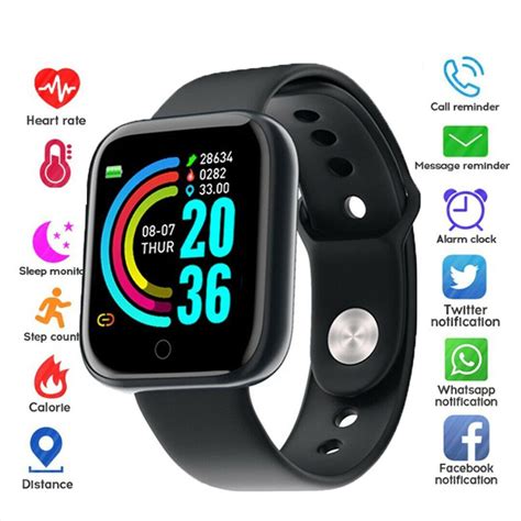 Smartwatch y68 relógio inteligente à prova d água usb esportivo
